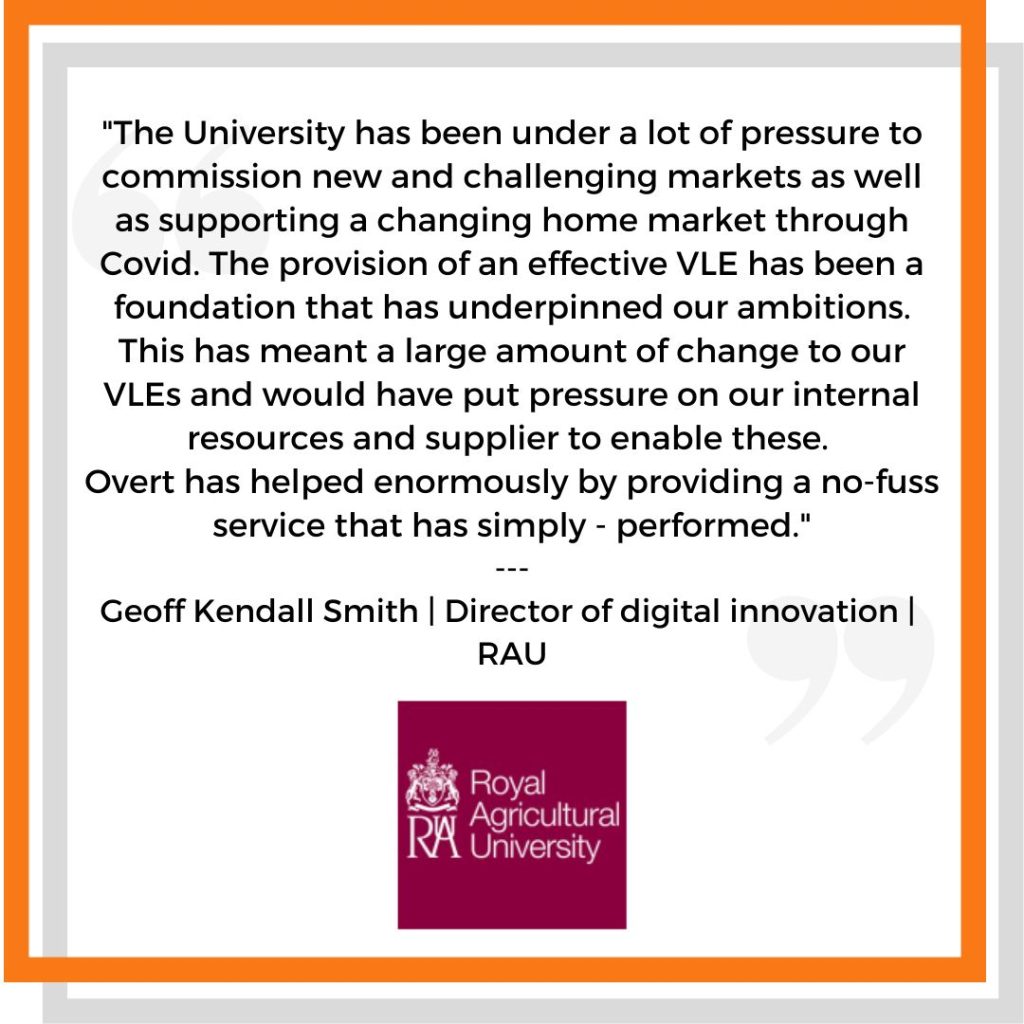 Royal Agricultural University, Going international by provision an effective VLE - Overt Software